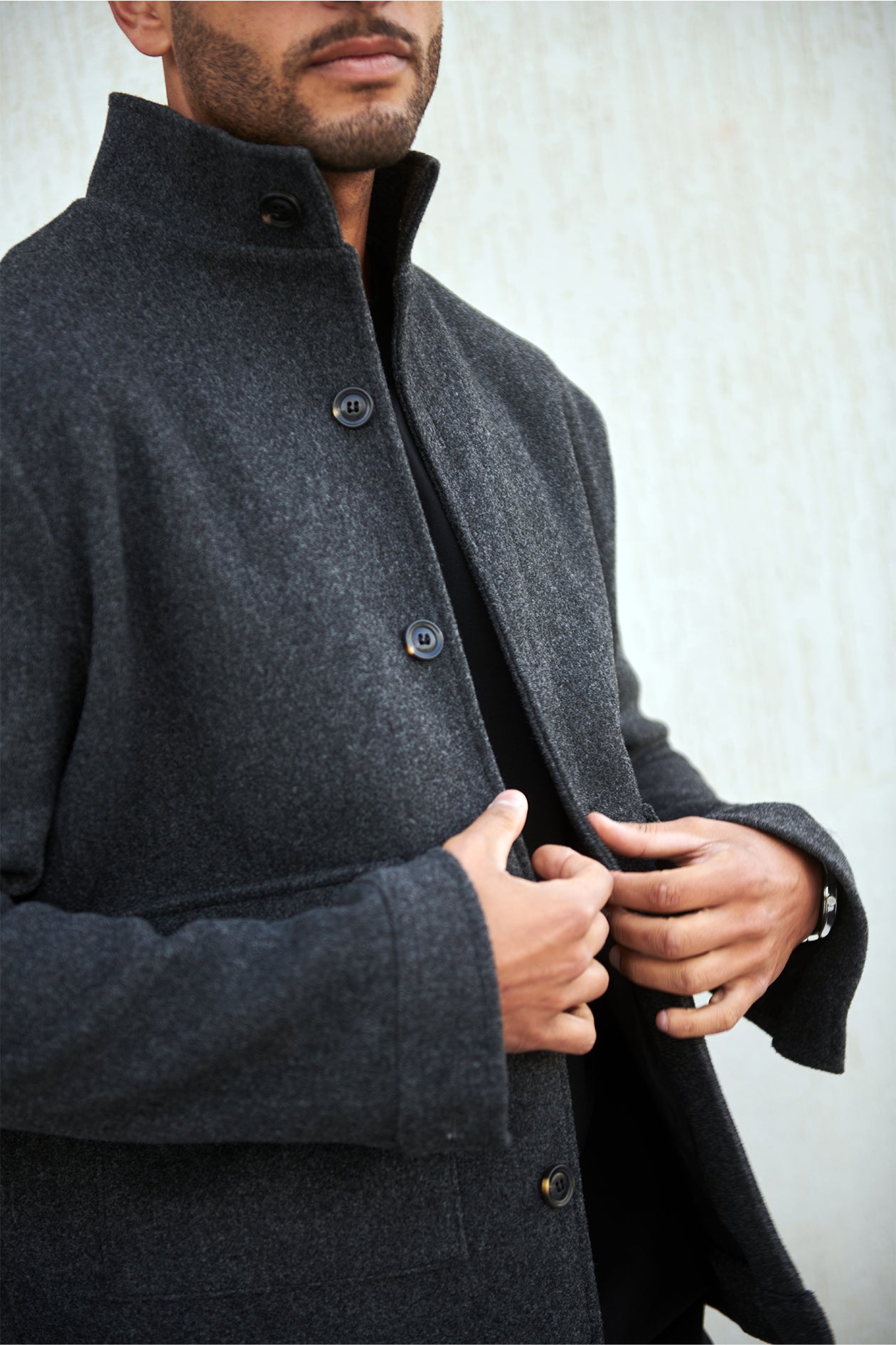 STRUCTURED WOOL COAT – HE men's wear